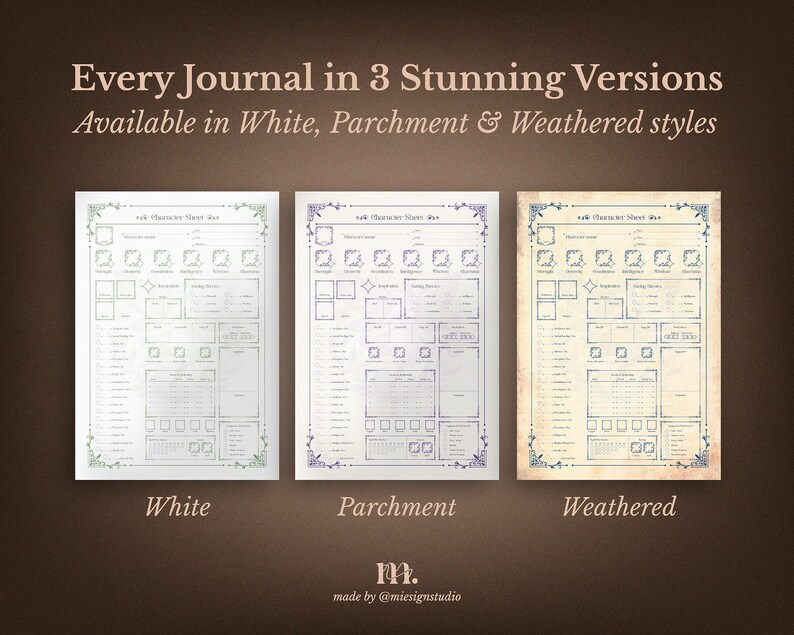 Dnd 5e Character Journal Bundle With 4 Printable Fantasy Journals ...