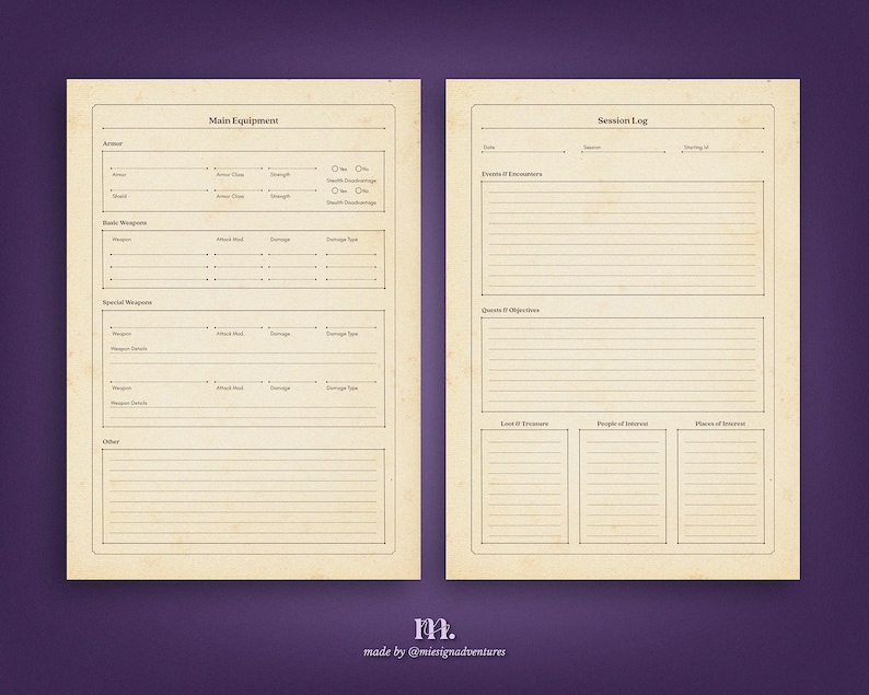 Dnd 5e Character Journal Printable | RPG Sheets and Fantasy TTRPG PDF ...