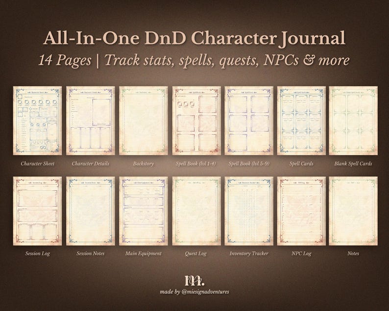 Dnd 5e Character Journal Bundle | Printable RPG Sheets and Fantasy ...
