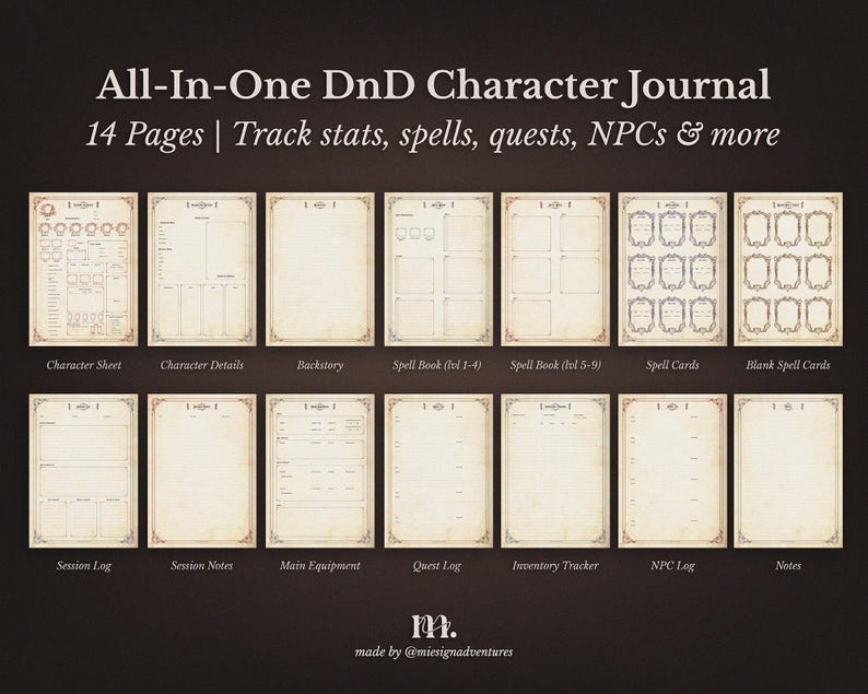 Dnd 5e Character Journal Bundle | Printable RPG Sheets Fantasy TTRPG PDF Eldareth Morvaryn ...