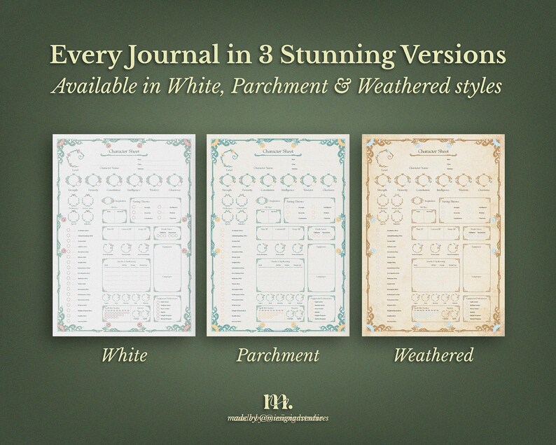 Dnd 5e Character Journal Bundle | Printable RPG Sheets and Fantasy ...
