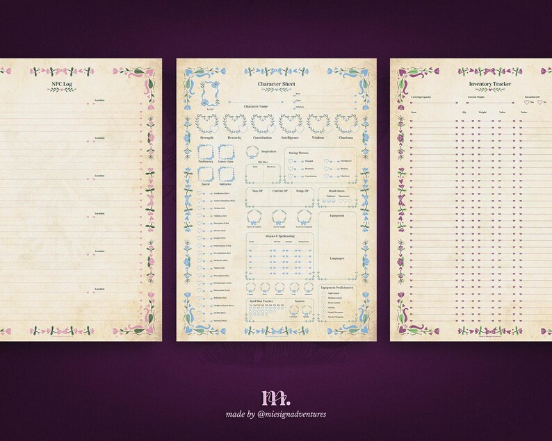 Dnd 5e Character Journal Bundle | Printable Rpg Sheets and Fantasy ...