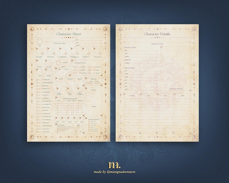 Dnd 5e Character Sheet Bundle | Printable RPG Sheets and Fantasy TTRPG ...