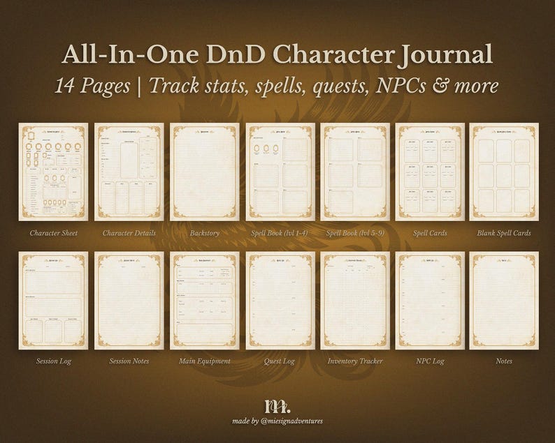 Dnd 5e Character Sheet Journal Printable | Flame Phoenix Ember Edition ...