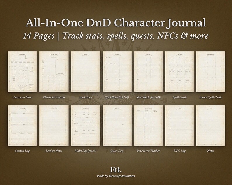 Dnd 5e Character Journal Printable | RPG Sheets and Fantasy TTRPG PDF ...