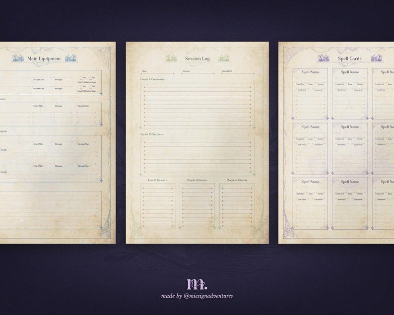 Dnd 5e Character Sheet Journal Bundle Printables | RPG Campaign ...