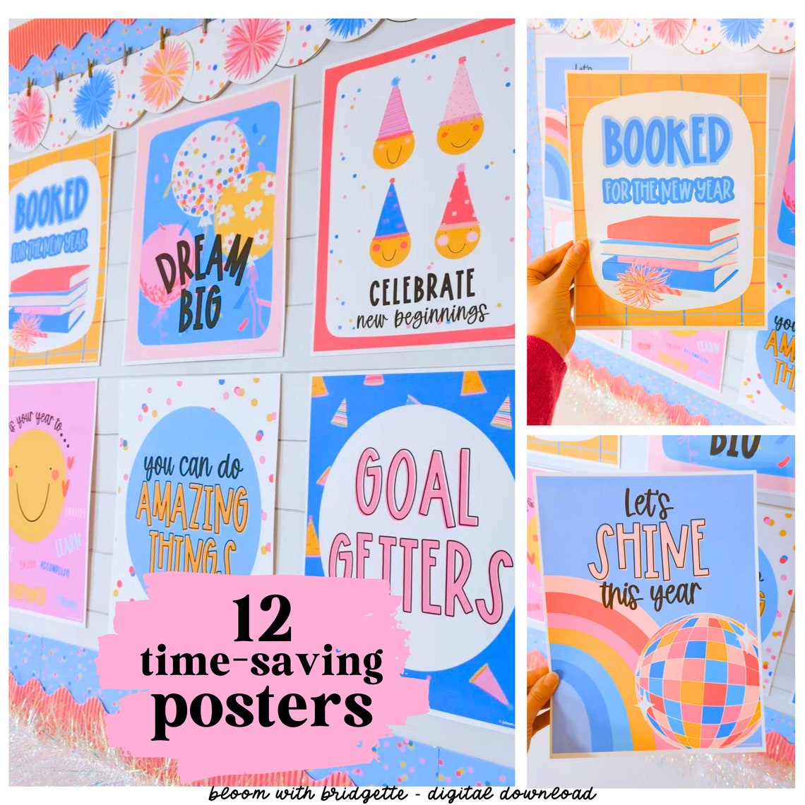 New Year Classroom Posters, Editable Bulletin Board, Classroom Door ...