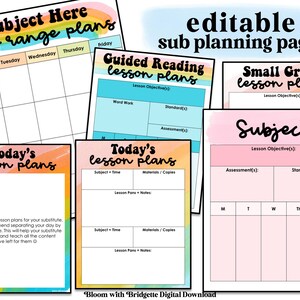 Retro Editable Substitute Binder, Daily Subbing, Maternity Leave Binder ...