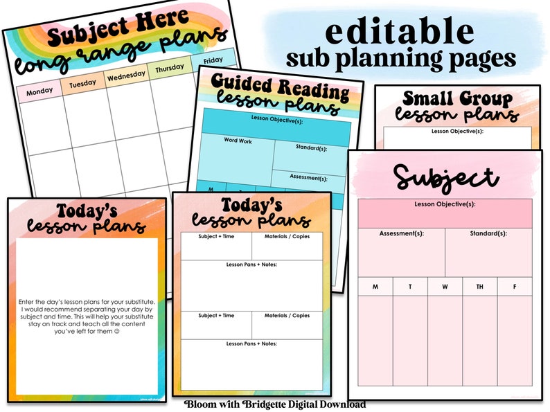 Retro Editable Substitute Binder Daily Subbing Maternity - Etsy