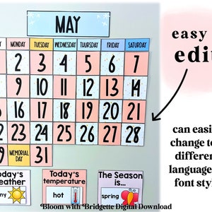 Classroom Calendar Display and Weather Station, Modern Pastel Classroom ...
