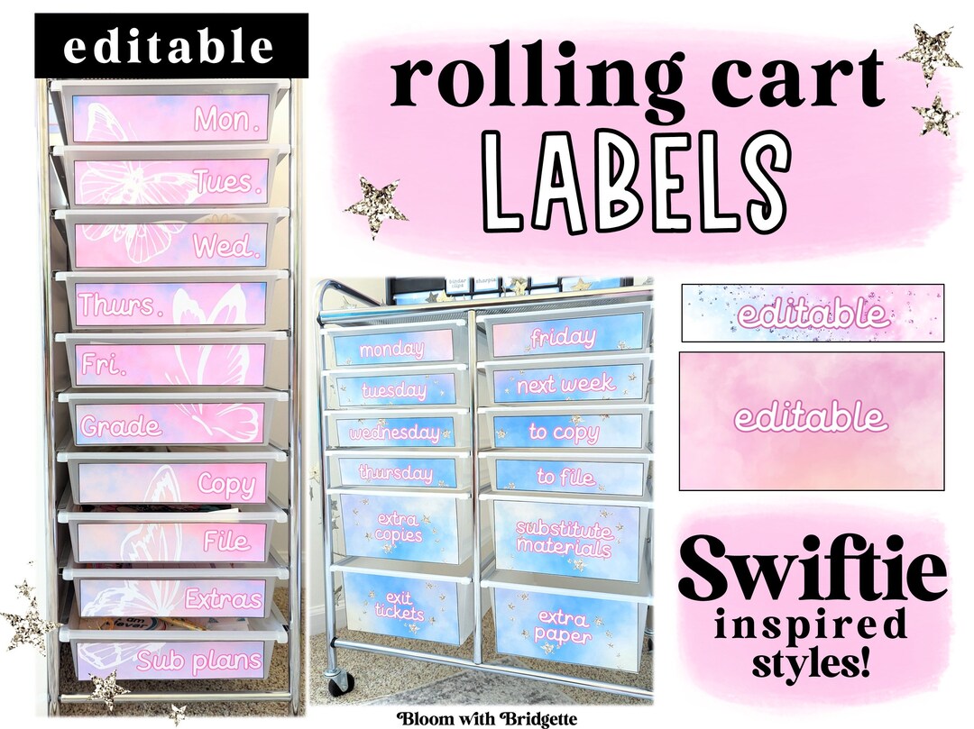 Swiftie Inspired Rolling Cart Labels, Teacher Cart, Classroom ...
