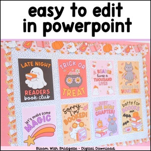 Cute Halloween Classroom Posters, Editable Posters, Bookish Bulletin ...