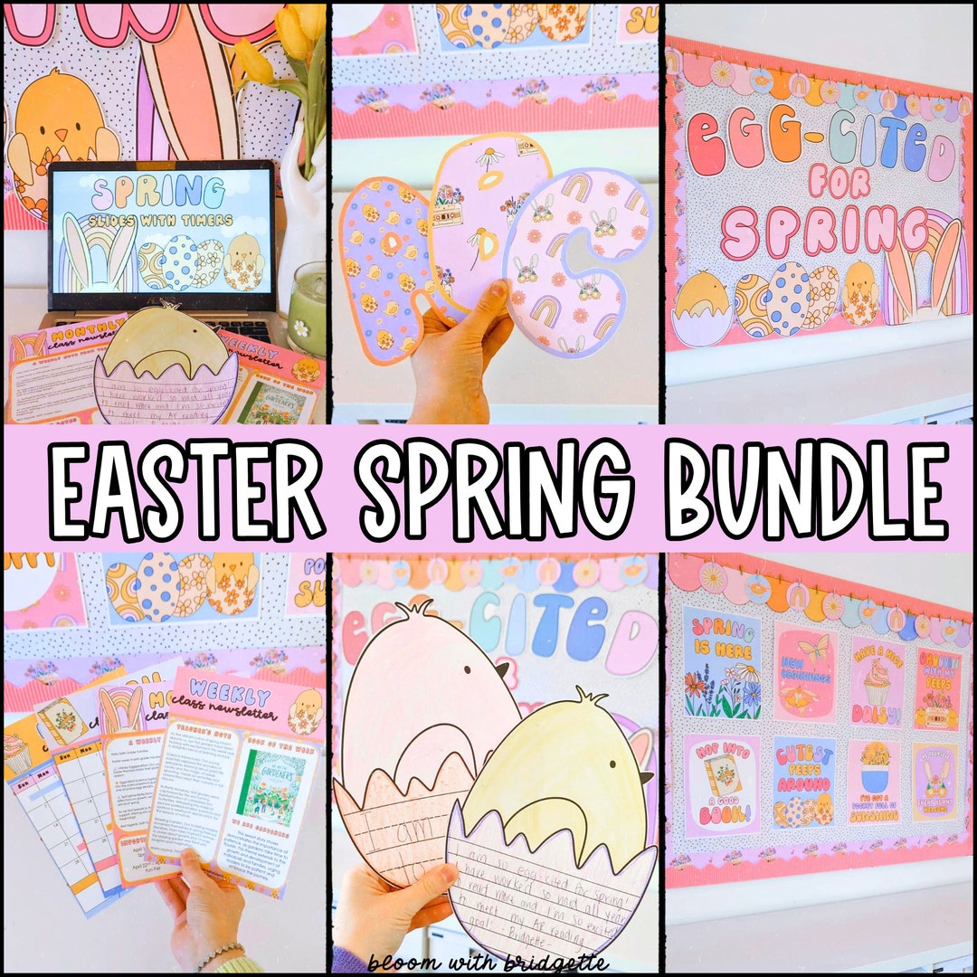 Bright Easter Spring Classroom Decor Bundle, Bulletin Board, Posters ...
