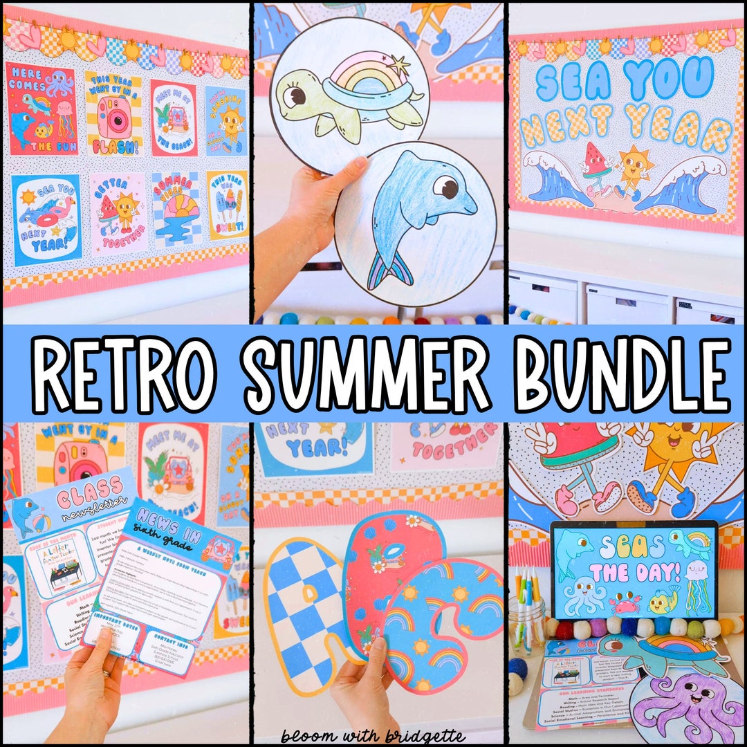 Retro Summer Classroom Decor Bundle, Bulletin Board, Posters, Classroom ...