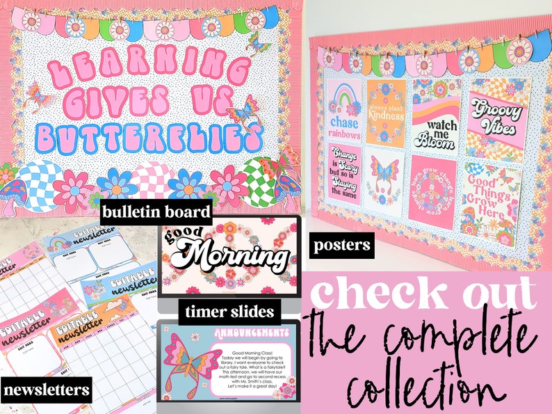 Retro Spring Classroom Posters, Easy Bulletin Board Display, Spring ...