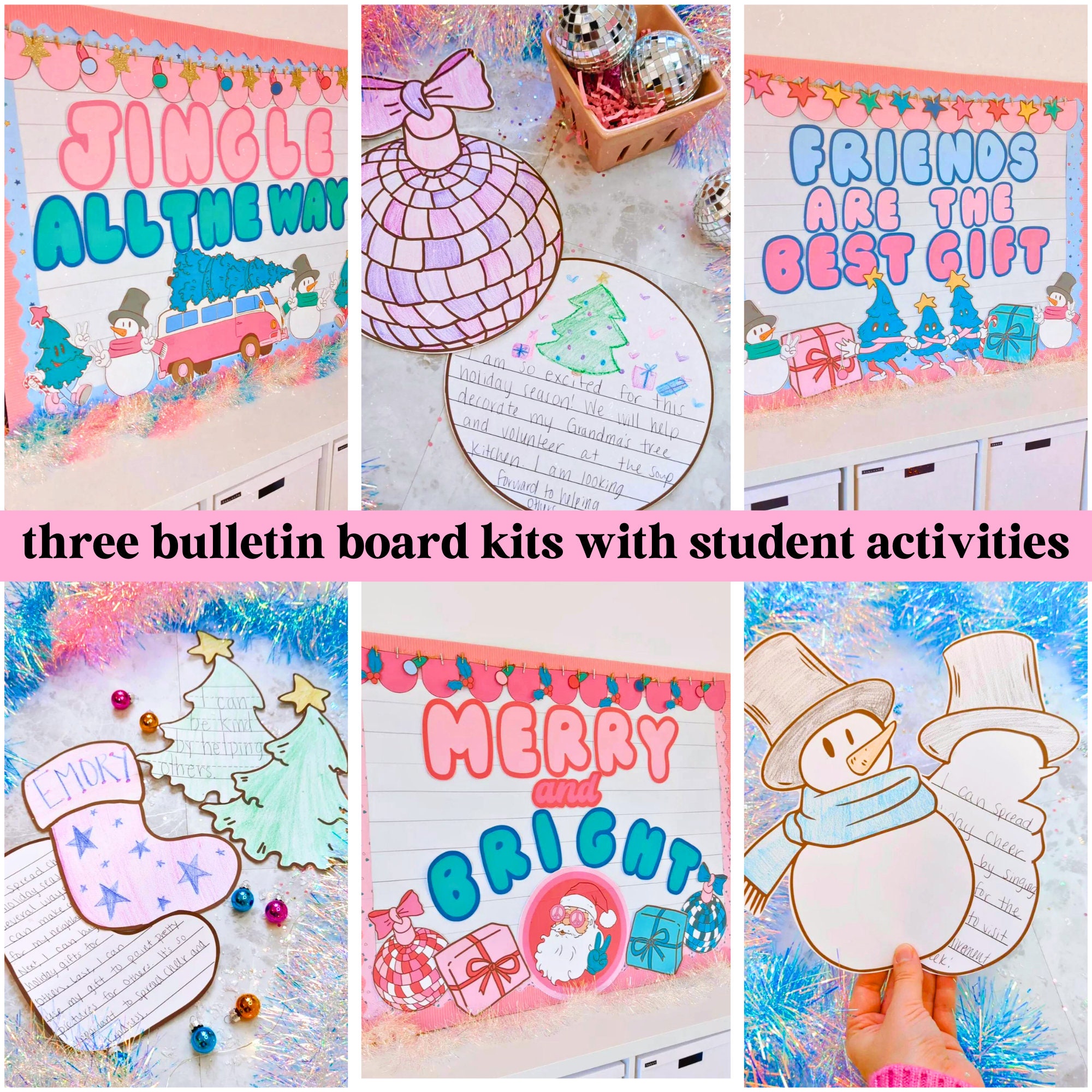 Retro Christmas Classroom Decor Bundle, Winter Bulletin Board ...