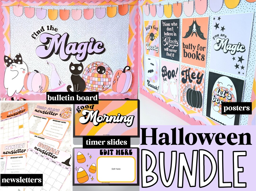Retro Halloween Classroom Decor Bundle, Classroom Slides, Fall ...