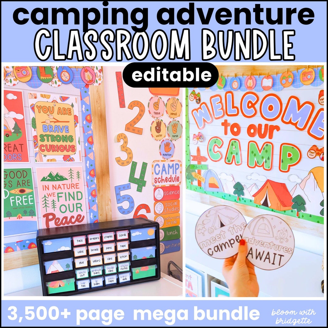 Camping Theme Classroom Bundle, Nature Classroom Decorations, Editable ...