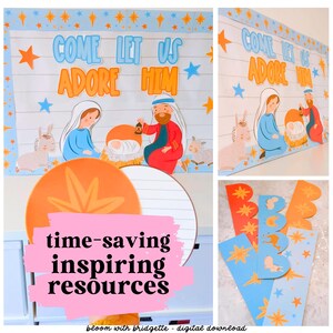 Nativity Bulletin Board, Christmas Classroom Decor, Holiday Door Decor ...