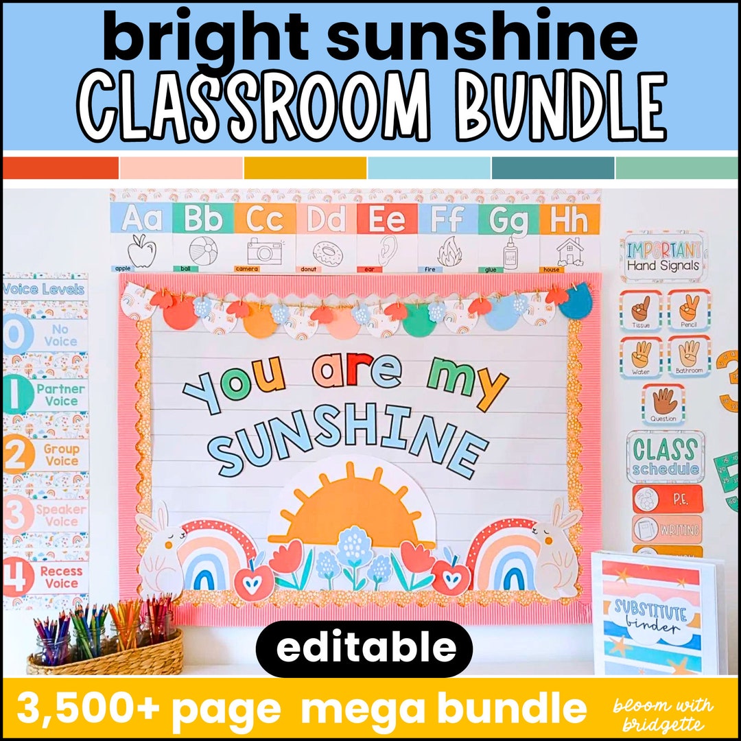 Sunshine Classroom MEGA BUNDLE, Editable, Floral Elementary Decorations ...