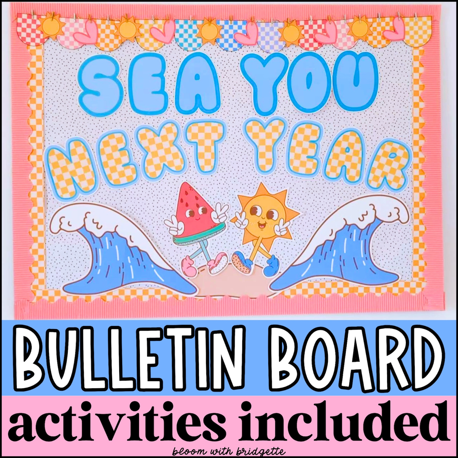 Retro Summer Bulletin Board, End of Year Bulletin Board, Summer Craft ...
