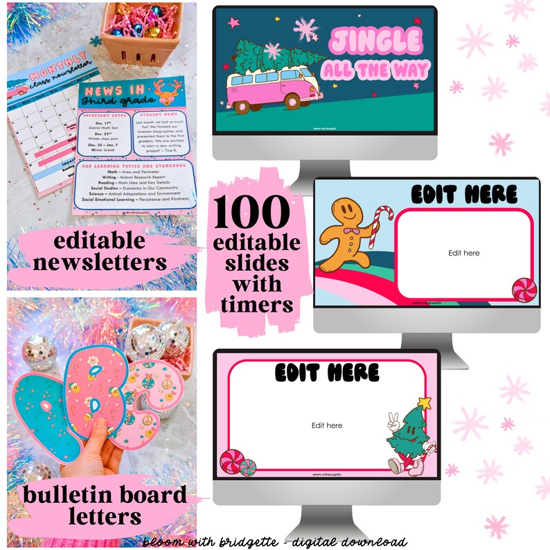 Retro Christmas Classroom Decor Bundle, Winter Bulletin Board ...