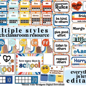 Retro Classroom Decor Bundle, Groovy Rainbow, 70's Classroom Theme ...