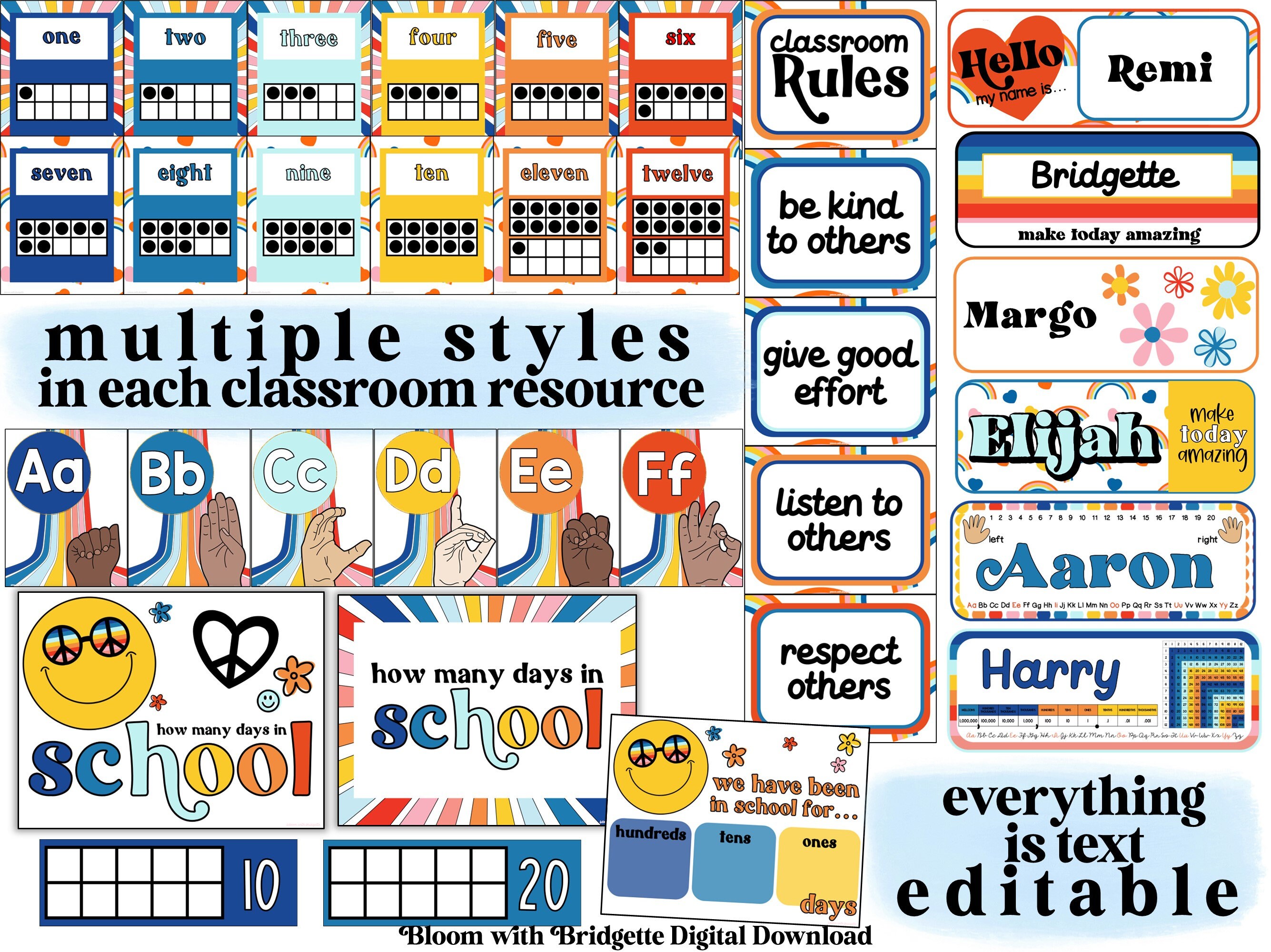 Retro Classroom Decor Bundle, Groovy Rainbow, 70's Classroom Theme ...