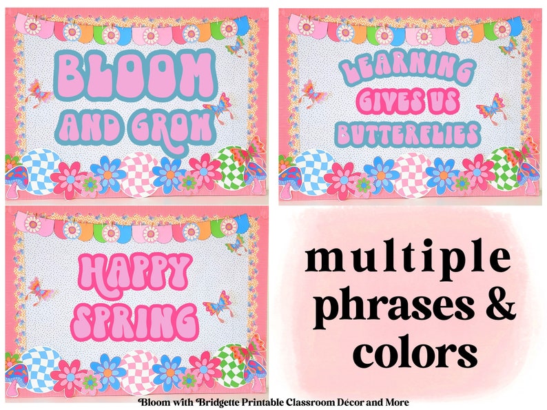 Retro Spring Bulletin Board Kit and Student Activity, Spring Bulletin ...