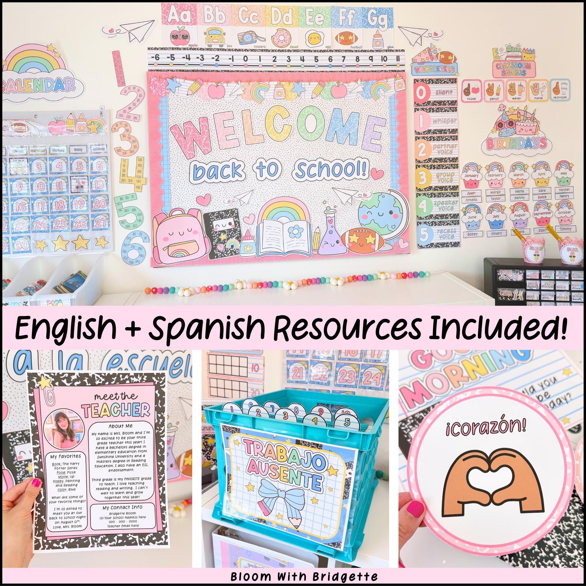 Composition Notebook Classroom Decor | Bilingual Friendly | Pastel ...