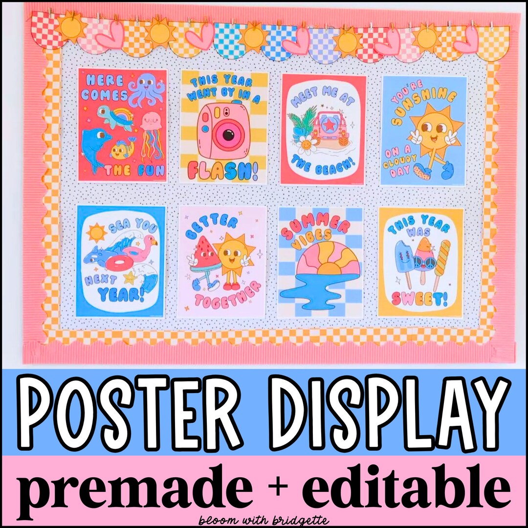 Retro Summer Classroom Posters, Editable Posters, June Bulletin Board ...