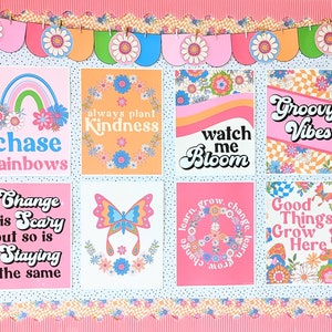 Retro Spring Classroom Posters, Easy Bulletin Board Display, Spring ...