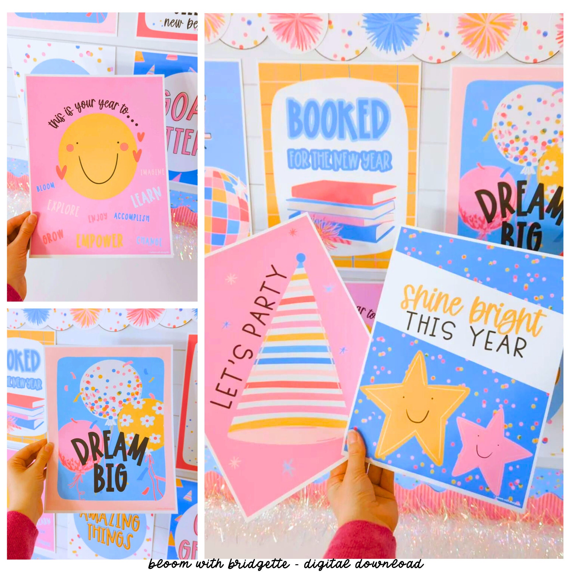 New Year Classroom Posters, Editable Bulletin Board, Classroom Door ...