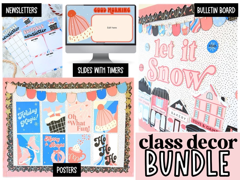 Retro Classroom Decor Bundle, Bulletin Boards, Seasonal Slide Templates ...