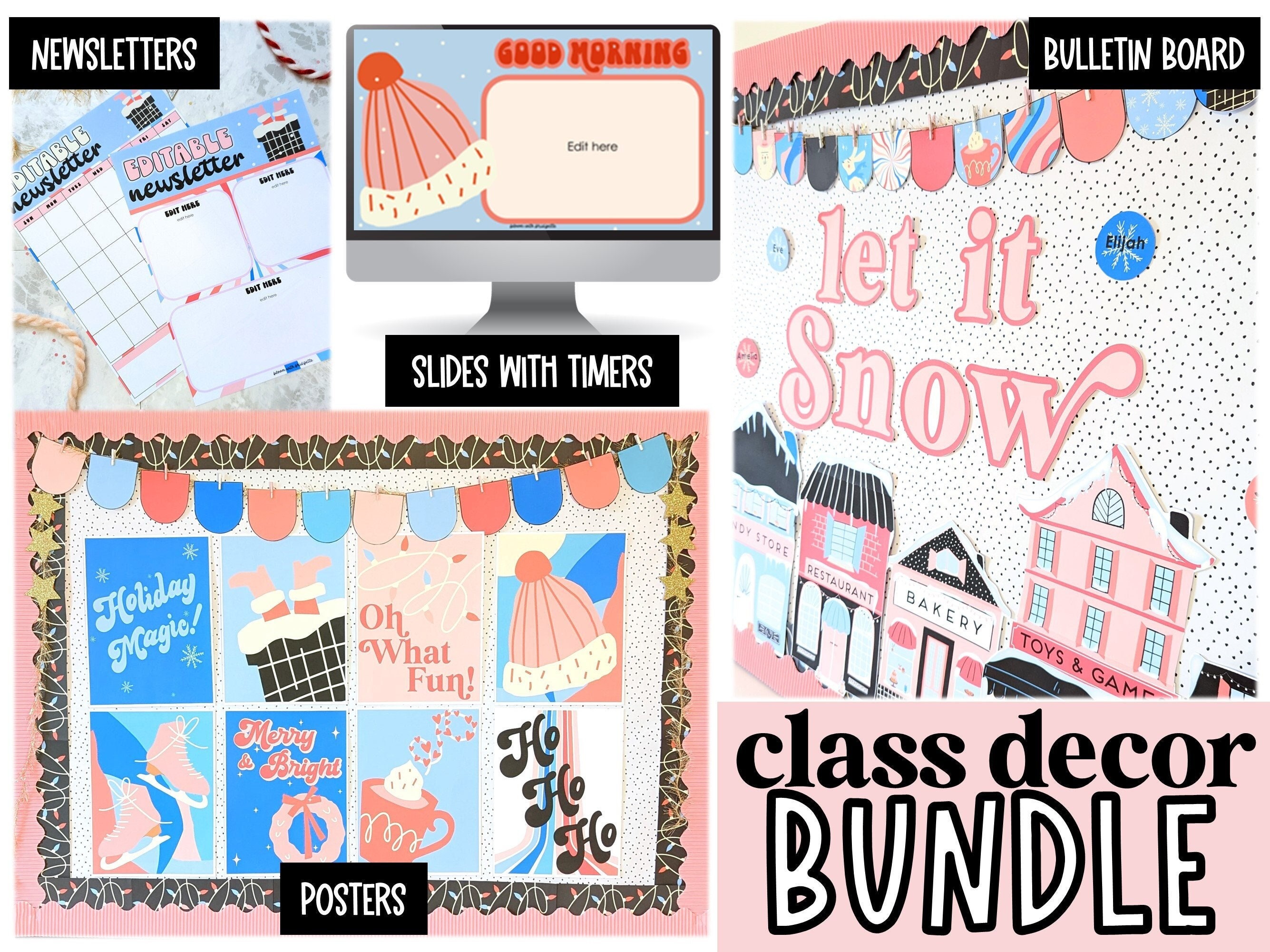 Christmas and Winter Themed Printable Classroom Decor Bundle - Etsy