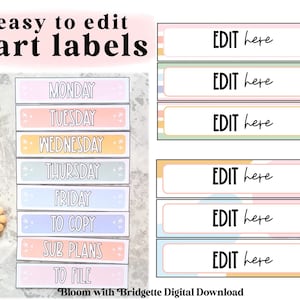 Pastel Rolling Cart Labels, Modern Pastel Classroom Decor, Teacher Cart ...