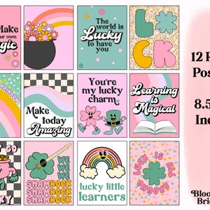 Retro St. Patty's Day Classroom Posters, March Bulletin Board, Spring ...