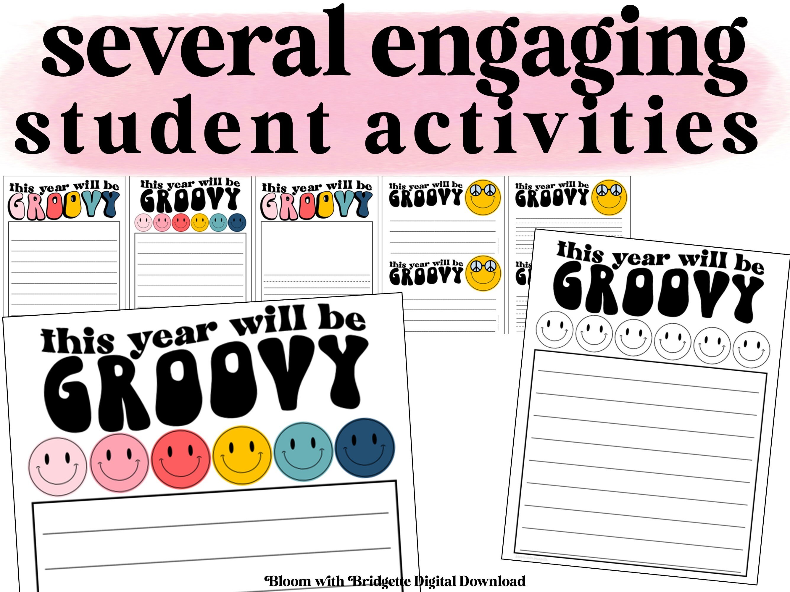 Groovy Bulletin Board and Student Activities, Printable Classroom Decor ...