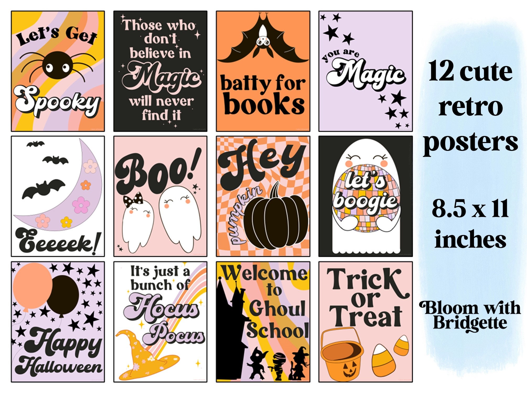 Halloween Bulletin Board Retro Halloween Posters Classroom - Etsy
