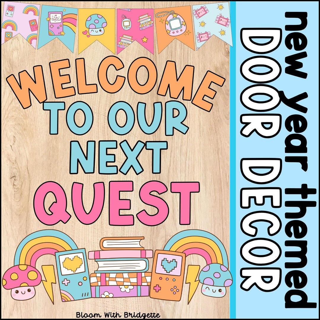 New Year Door Decor, Video Game Classroom Decor, Bright Welcome Door ...