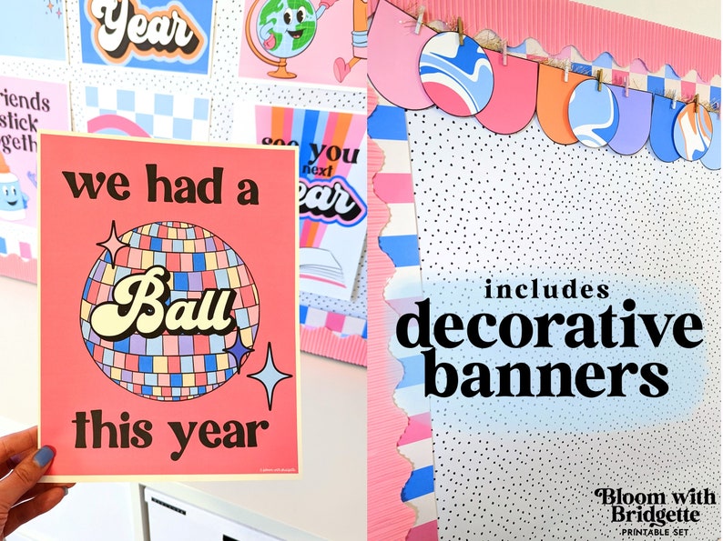 Retro End of Year Classroom Posters, Easy Bulletin Board Display ...