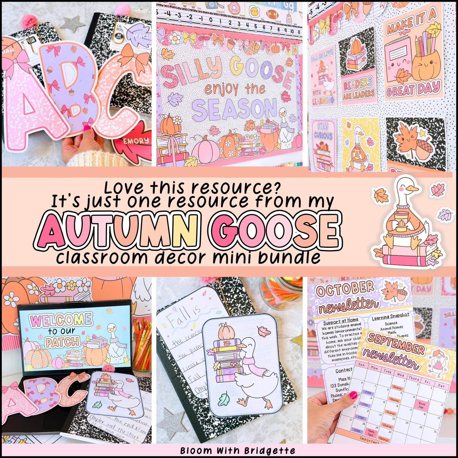 Fall Goose Posters | Bilingual Classroom Decor | Composition Notebook ...