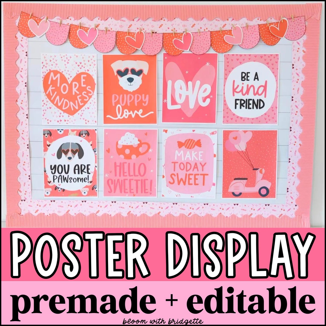 Valetines Day Bulletin Board, Editable Valentine Posters, February ...