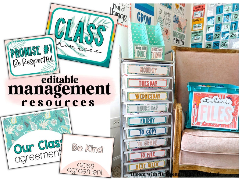Bright Tropical Classroom Decor Bundle, Editable Classroom Bundle ...