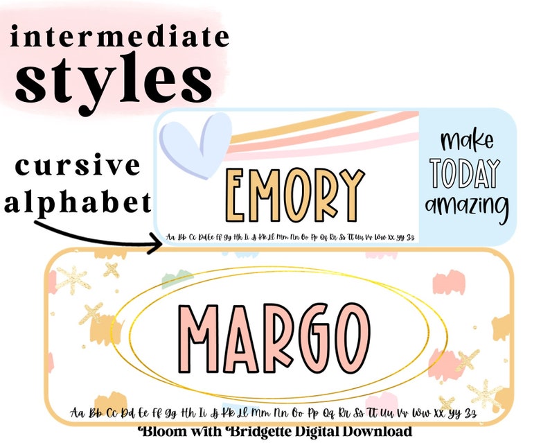 Modern Pastel Name Tags, Classroom Name Plates, Printable Name Tags ...