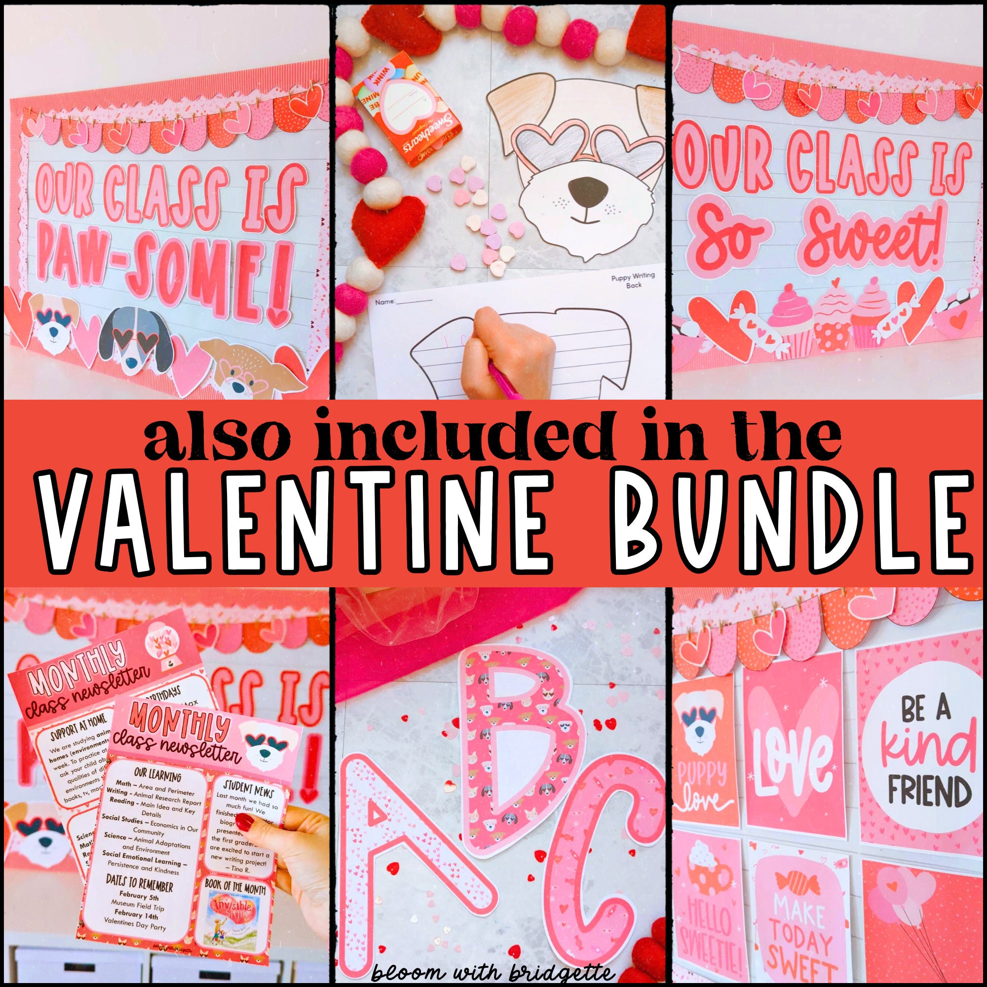 Valentine's Day Bulletin Board, Puppy Love Theme, Valentines Day Craft ...