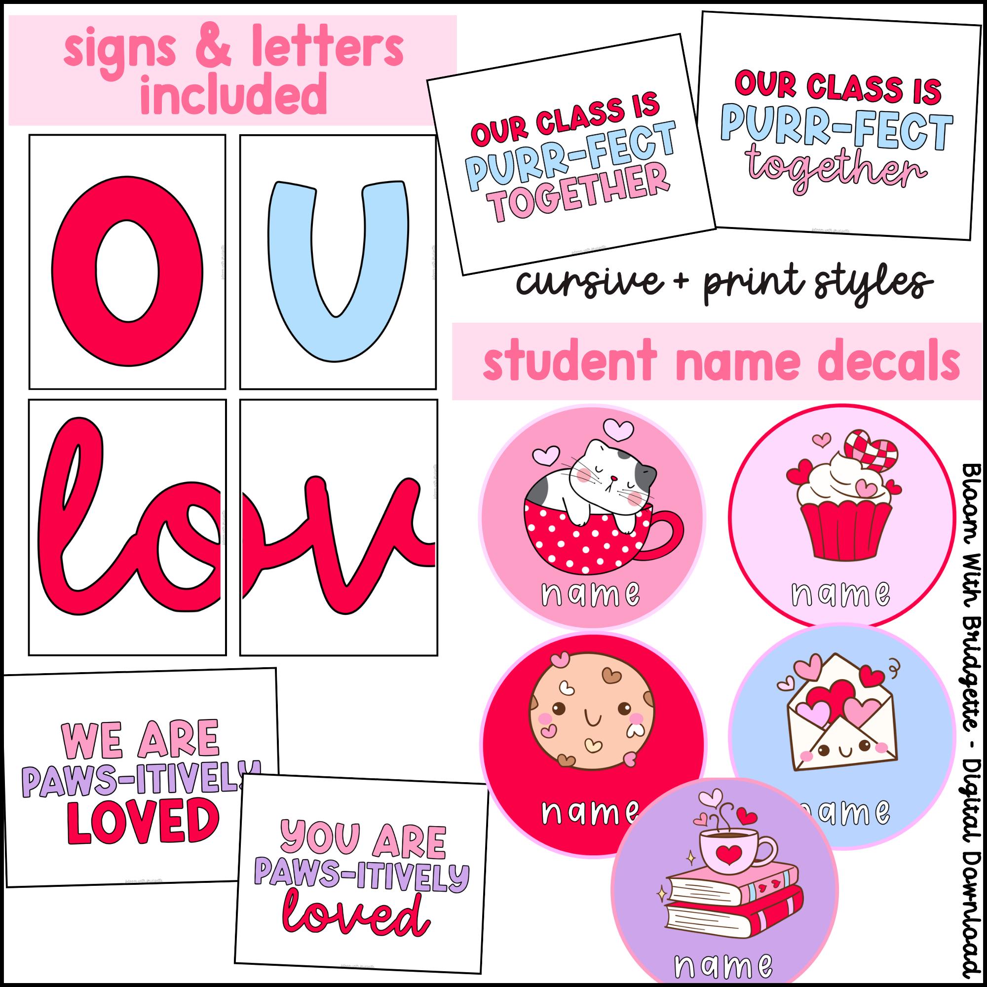 Valentine's Day Classroom Decor Bundle, Bulletin Board, Daily Slides ...