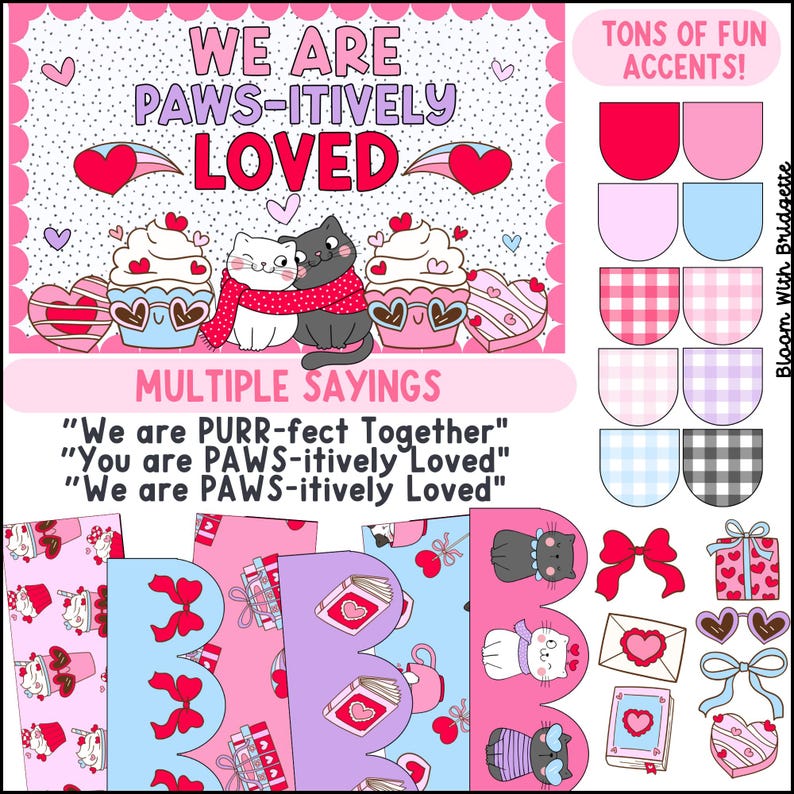 Valentine's Day Classroom Decor Bundle, Bulletin Board, Daily Slides ...