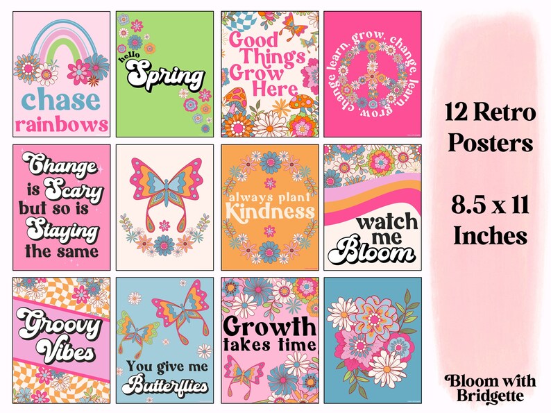 Retro Spring Classroom Posters, Easy Bulletin Board Display, Spring ...