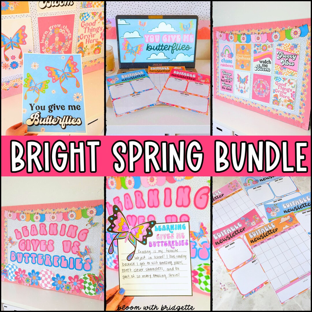 Retro Spring Classroom Decor Bundle, Classroom Slides, Spring ...